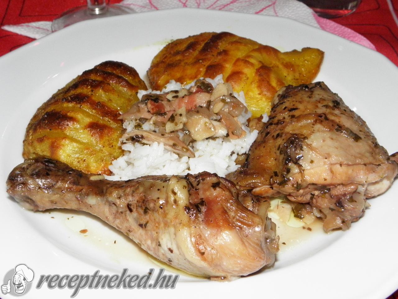 Fokhagymás párolt csirkecomb zöldfűszerekkel recept LigetiK konyhájából ...